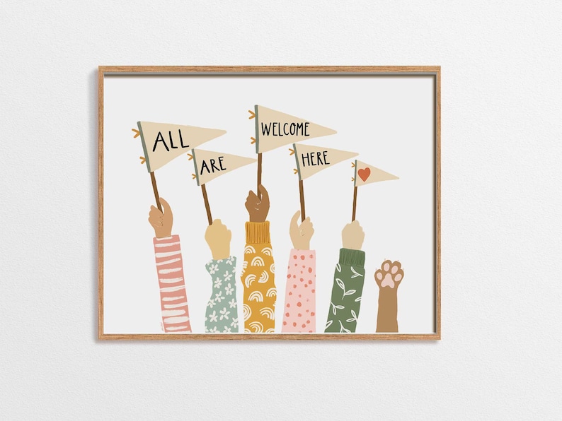 Colorful Inclusive Poster for Classroom Decor, All Are Welcome Here ...