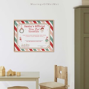 Santa's Official Nice List Certificate Printable, Christmas Reward ...
