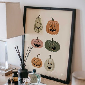 Halloween Pumpkin Wall Art, Adorable Jack-o'-lanterns, Printable Wall ...