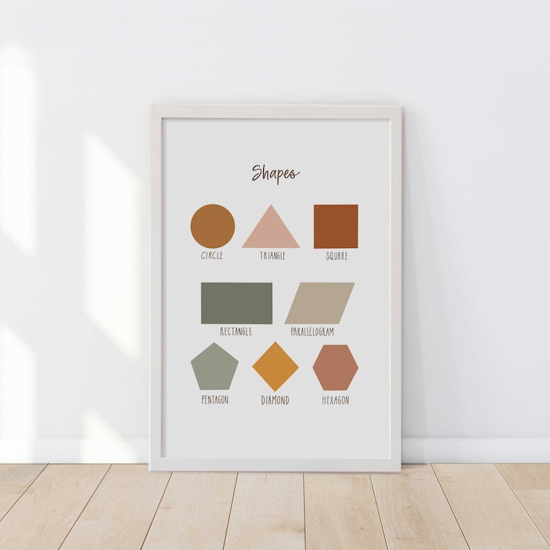 Boho Shapes Learning Print Set or 2, Geometric Kids Wall Art, Playroom ...