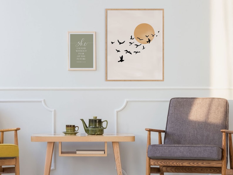 Sunset Print Flying Birds Poster Abstract Print Printable - Etsy