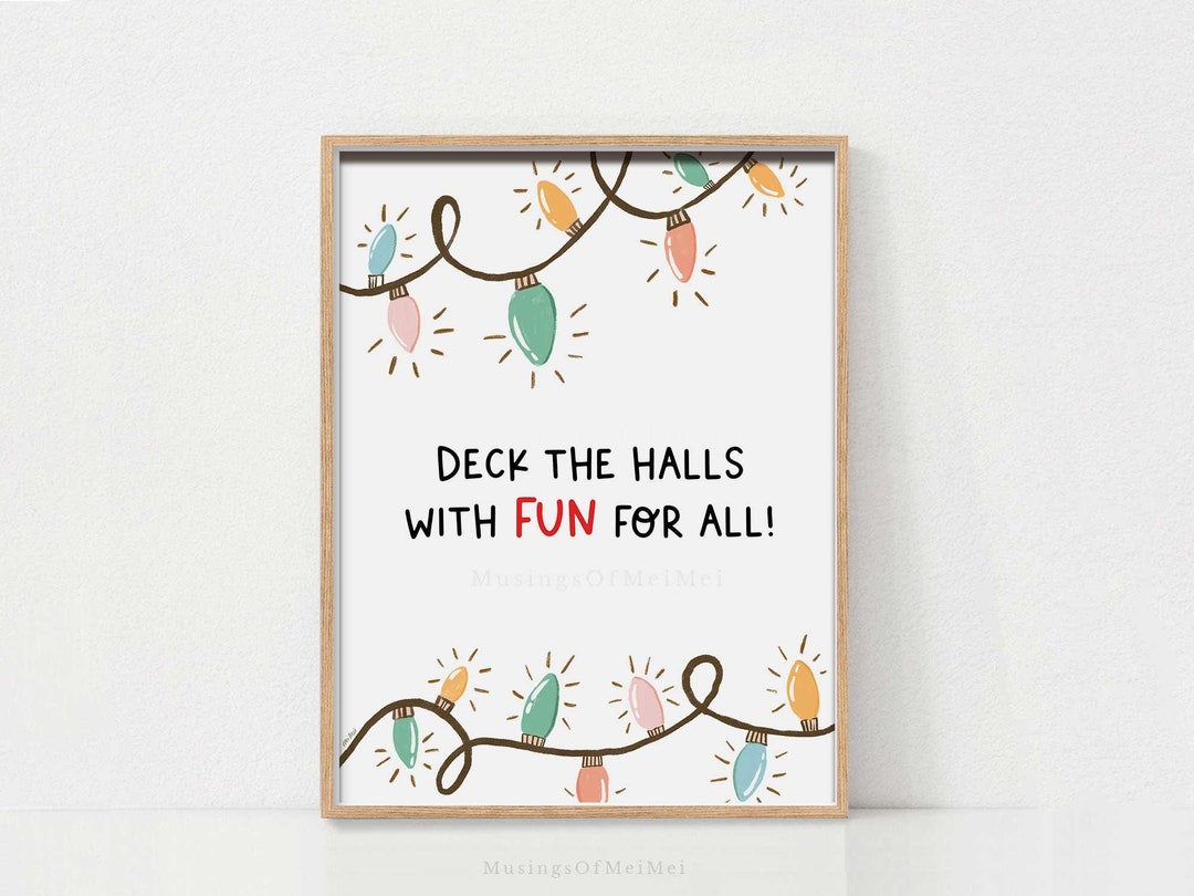 Deck the Halls Christmas Print, Printable Wall Art, Christmas Nursery ...