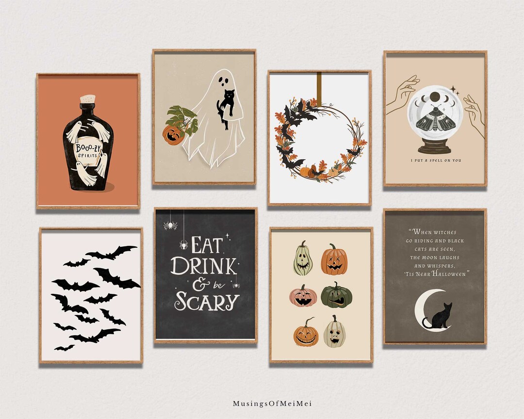 Halloween Gallery Wall Art Set of 13, Printable Spooky Decor, Printable ...