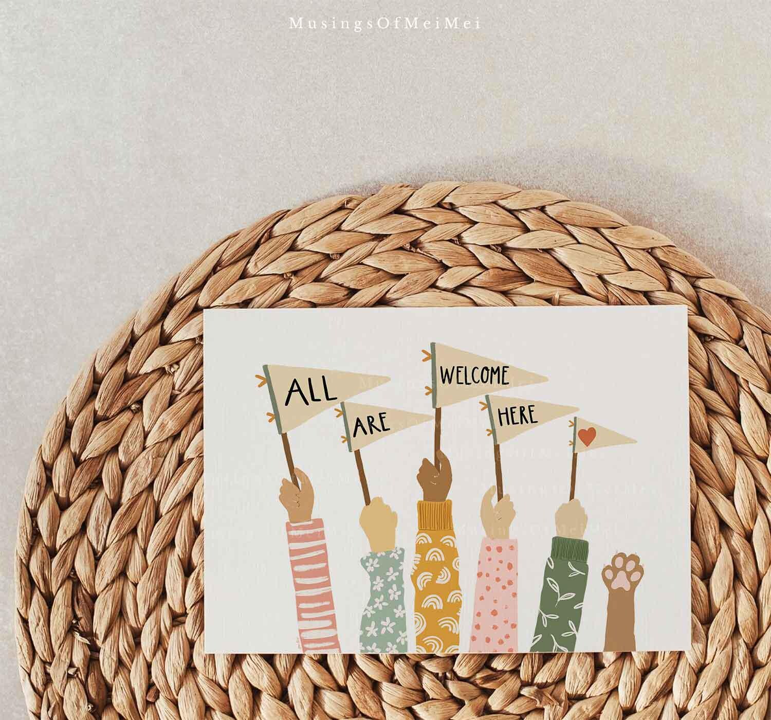 Colorful Inclusive Poster for Classroom Decor, All Are Welcome Here ...