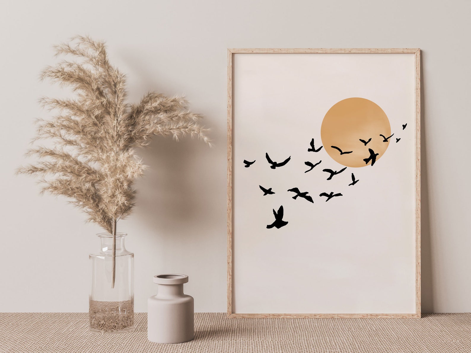 Sunset Print Flying Birds Poster Abstract Print Printable - Etsy