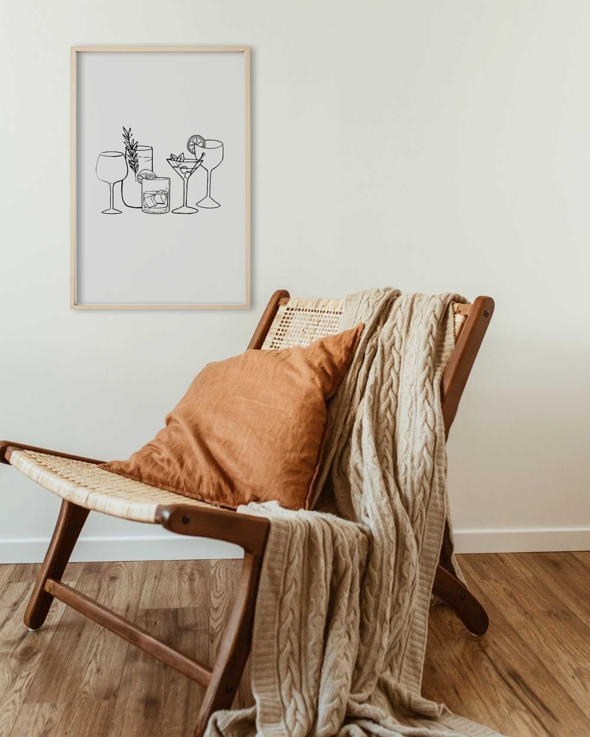 Bar Cart Art Minimalist Bar Art Print Black and White Art - Etsy Canada