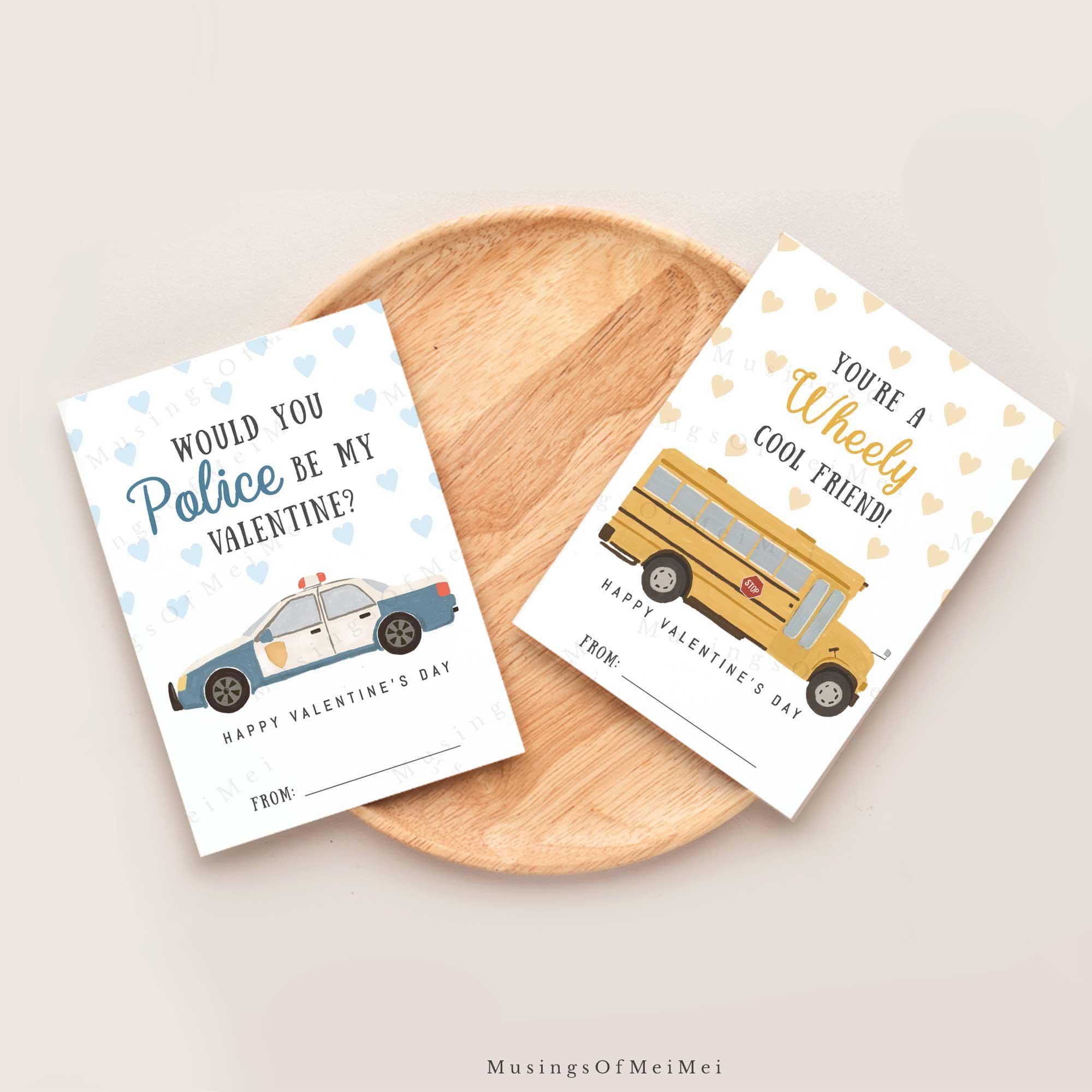 Vehicle Valentine Day Cards for Kids, Printable Trucks and Cars ...