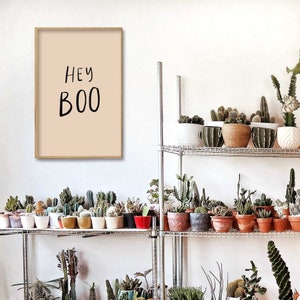 Halloween Quote Print, Halloween Wall Art, Hey Boo Print, Neutral ...