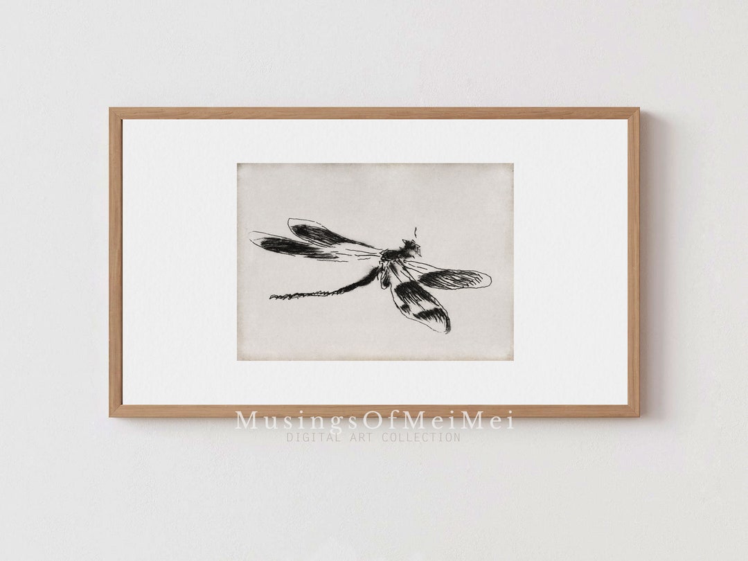 Samsung Frame Tv Art, Vintage Sketch Tv Art, Neutral Frame Tv Art ...