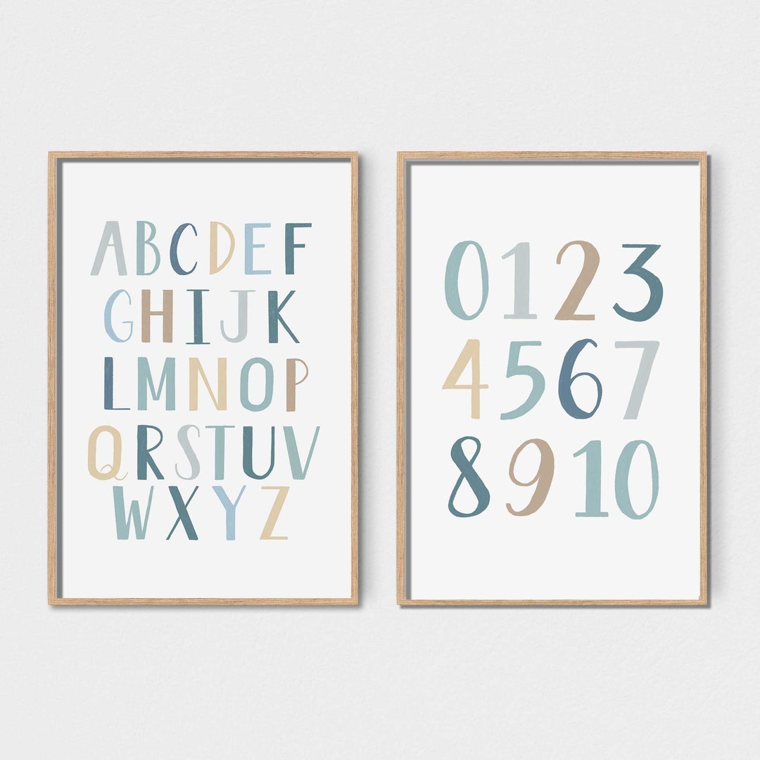 Kids ABC and Numbers Educational Posters, Printable Wall Art, Learn to ...