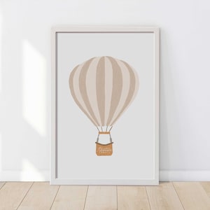Earth Tone Hot Air Balloon Print, Printable Wall Art, Adventure Nursery ...