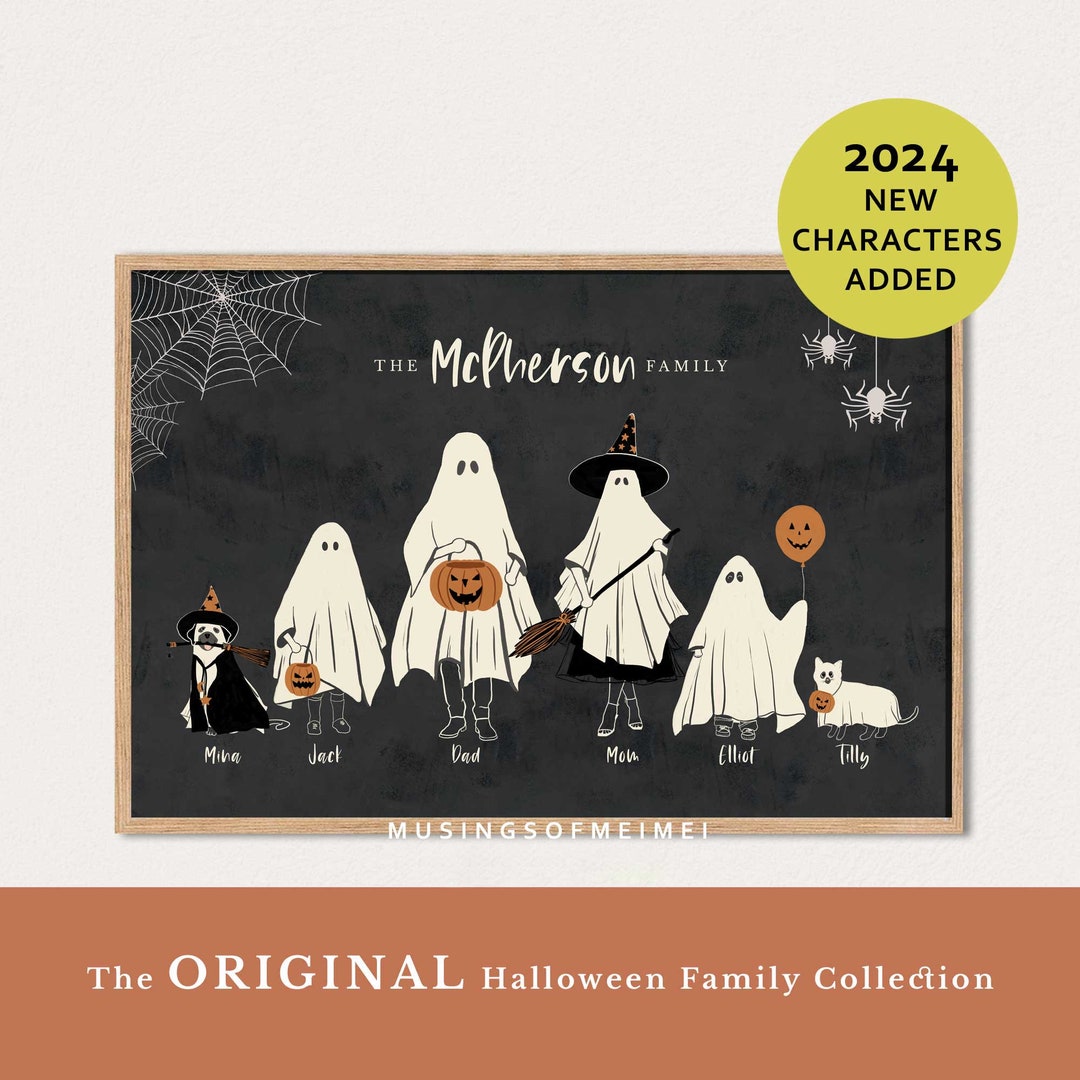 Custom Family Print, Halloween Family Portrait, Personalized Family ...