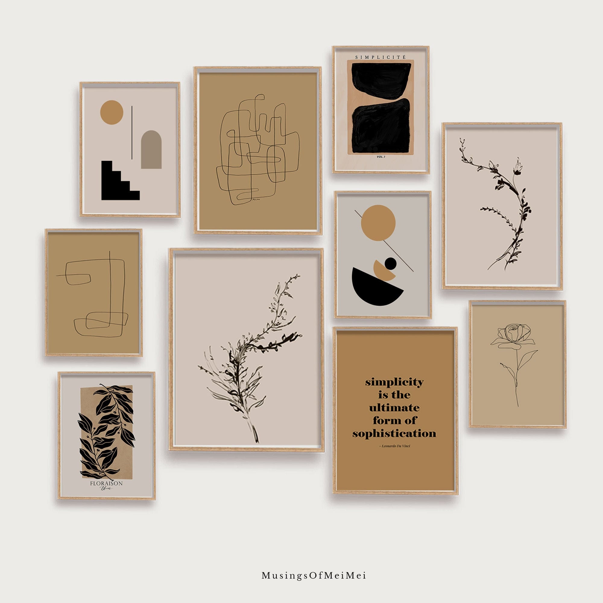 Neutral Gallery Wall Art Set of 10 Neutral Wall Art Abstract | Etsy