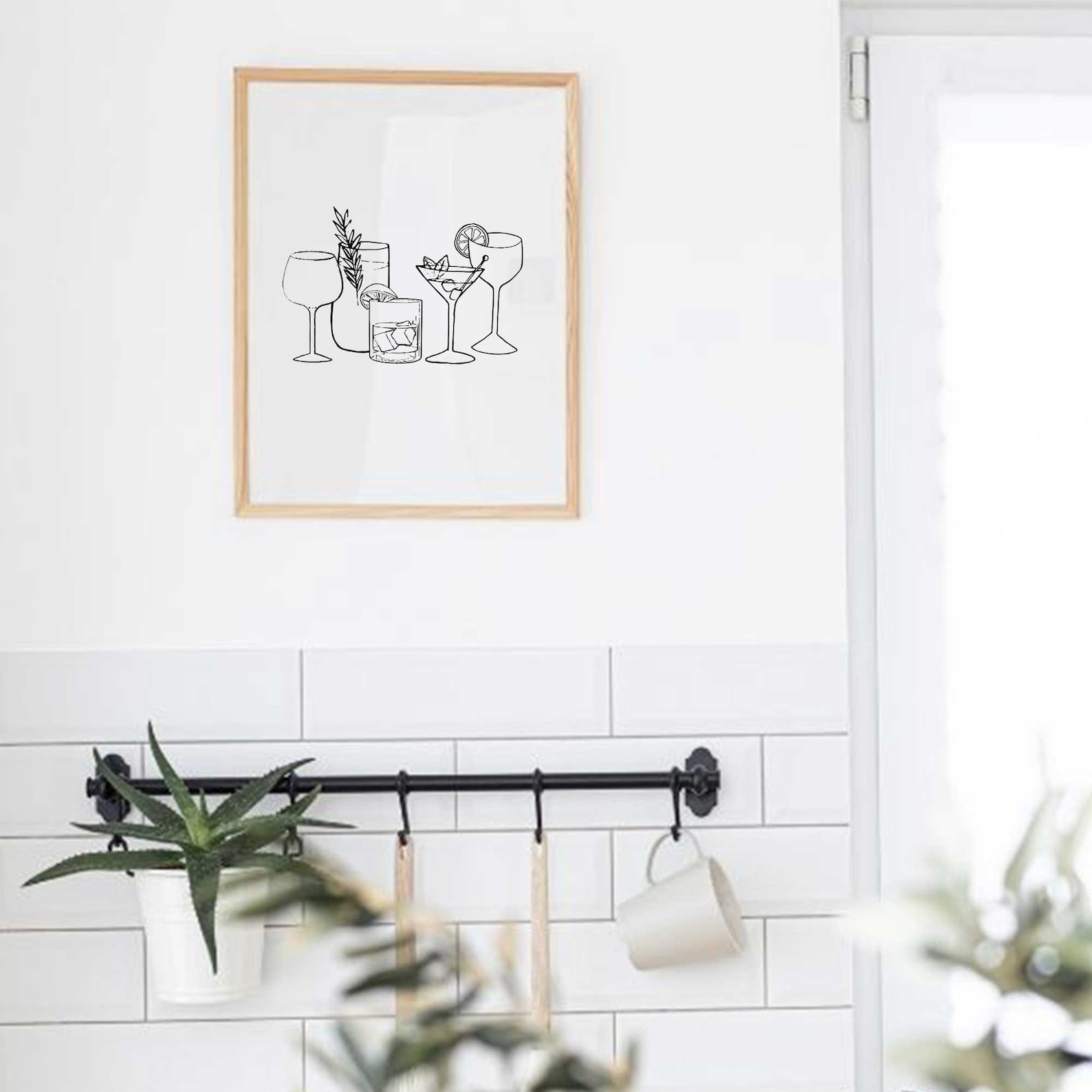 Bar Cart Art, Minimalist Bar Art Print, Black and White Art, Bar Art ...