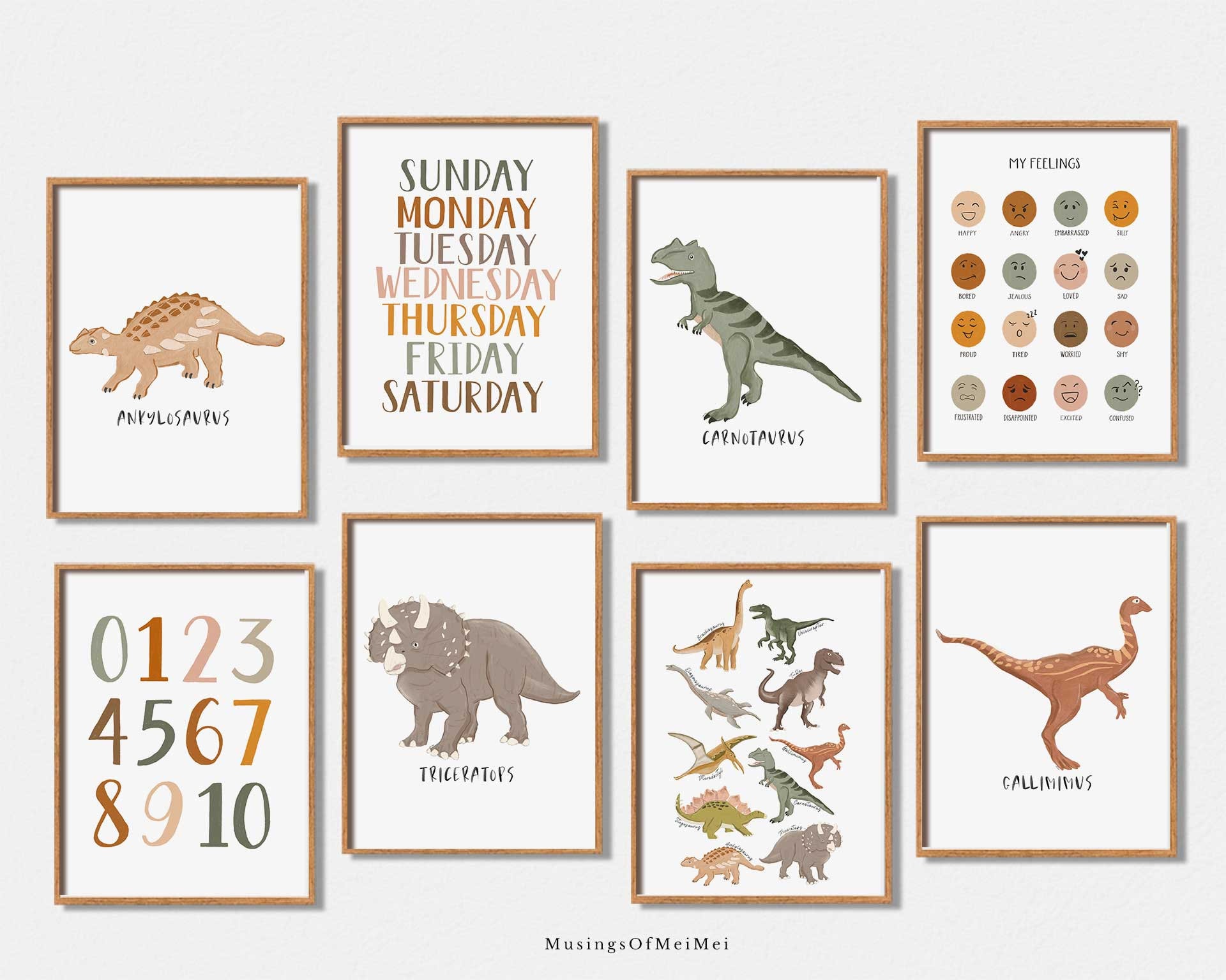 Dinosaur Educational Posters Set of 30 Prints Kids Classroom - Etsy ...
