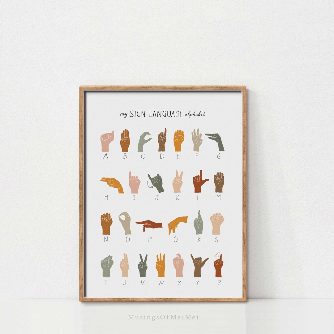 American Sign Language Print, Alphabet Sign Language Poster, Printable ...