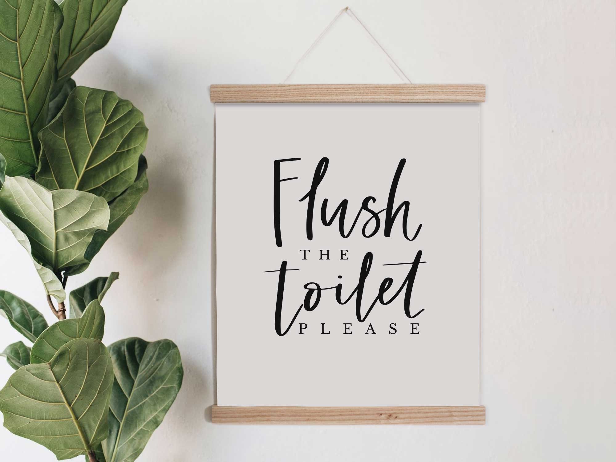 Washroom Poster Flush the Toilet Sign Printable Wall Art | Etsy