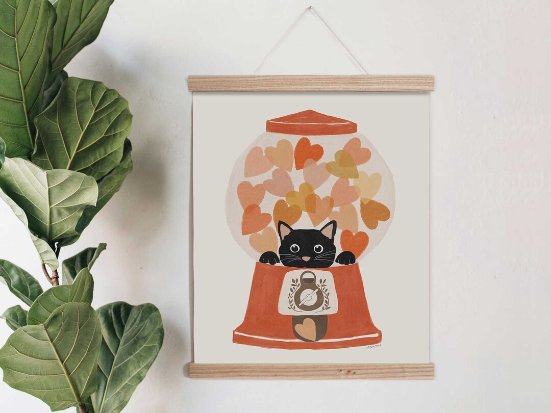 Cat in Candy Machine Print, Printable Wall Art, Black Cat Print, Cute ...