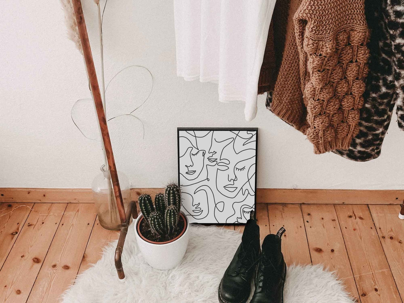 Face Art Line Drawing PRINTABLE Wall Decor, Abstract Face Line Drawing ...