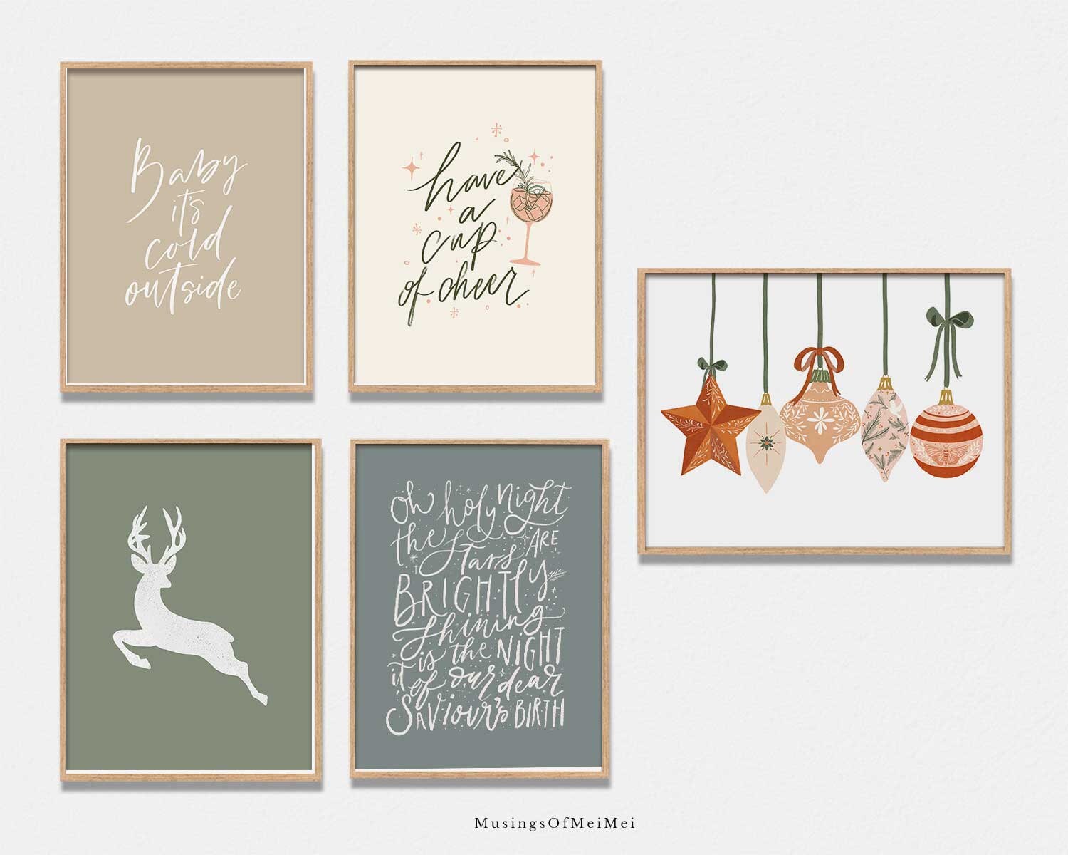 Christmas Gallery Wall Art, Set of 13, Christmas Printables, Minimalist ...