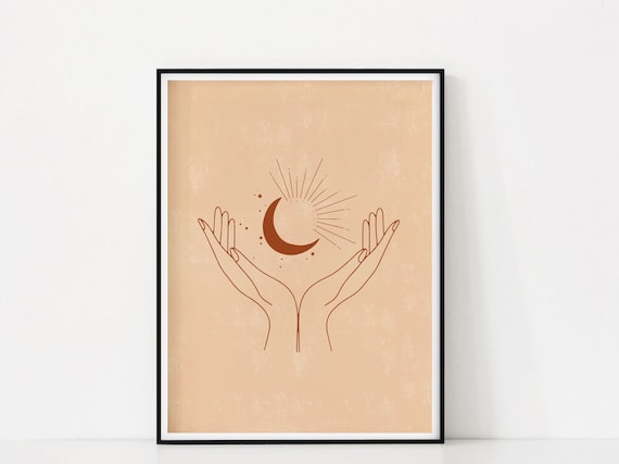 Boho Celestial Wall Art Boho Moon Art Print Printable Moon - Etsy