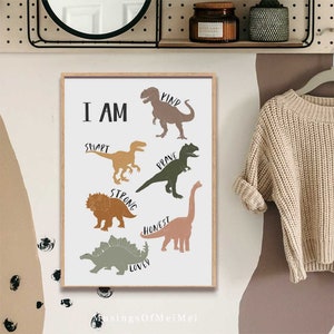 Kids Positive Affirmations Print, Dinosaur Wall Art, PRINTABLE WALL ART ...