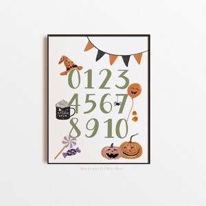 Halloween Alphabet and Numbers Printable Art, Halloween Wall Decor for ...