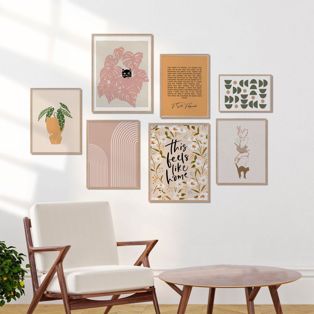 Boho Gallery Wall Art Set, Boho Eclectic Wall Prints, Set of 7 Prints ...