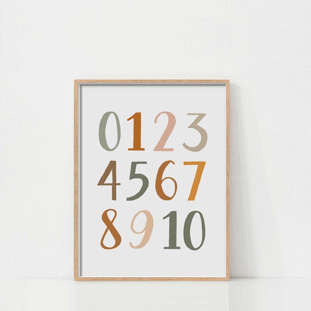 Boho Numbers Poster, Educational Poster, Neutral Boho Nursery Decor ...