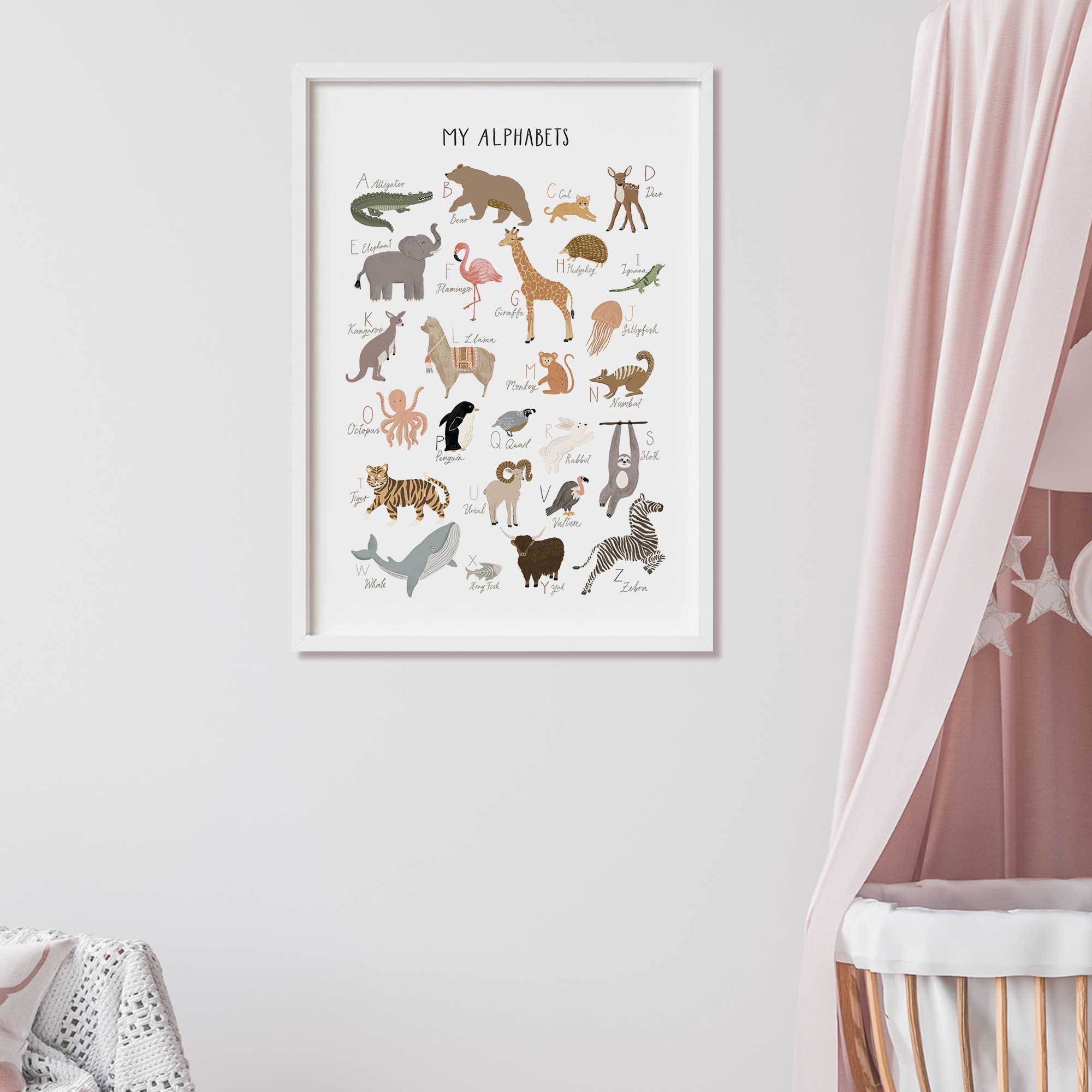 Animal Alphabet and Numbers Posters, Set of 2, Printable Wall Art, Boho ...