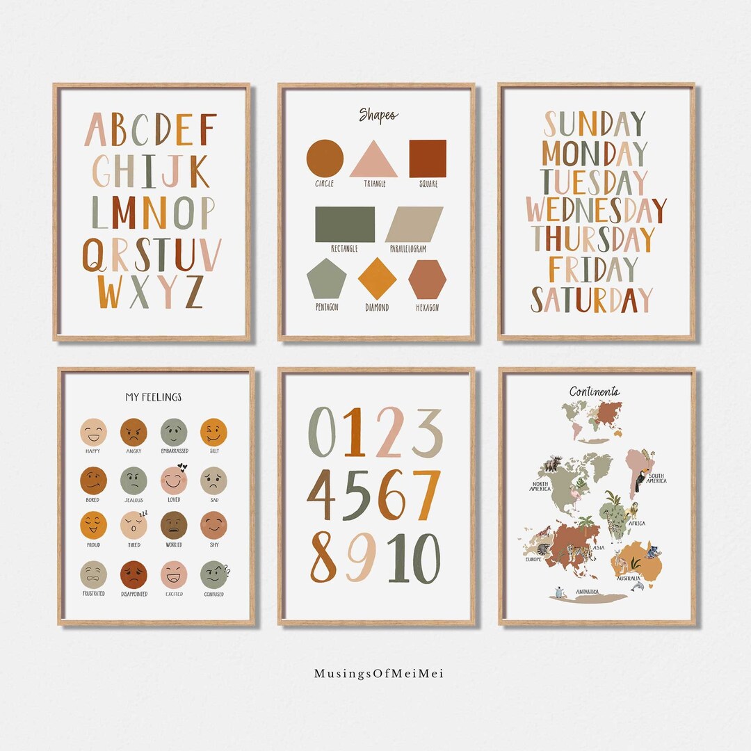 Boho Classroom Prints, Nursery Art Prints, Educational Print, Rainbow ...