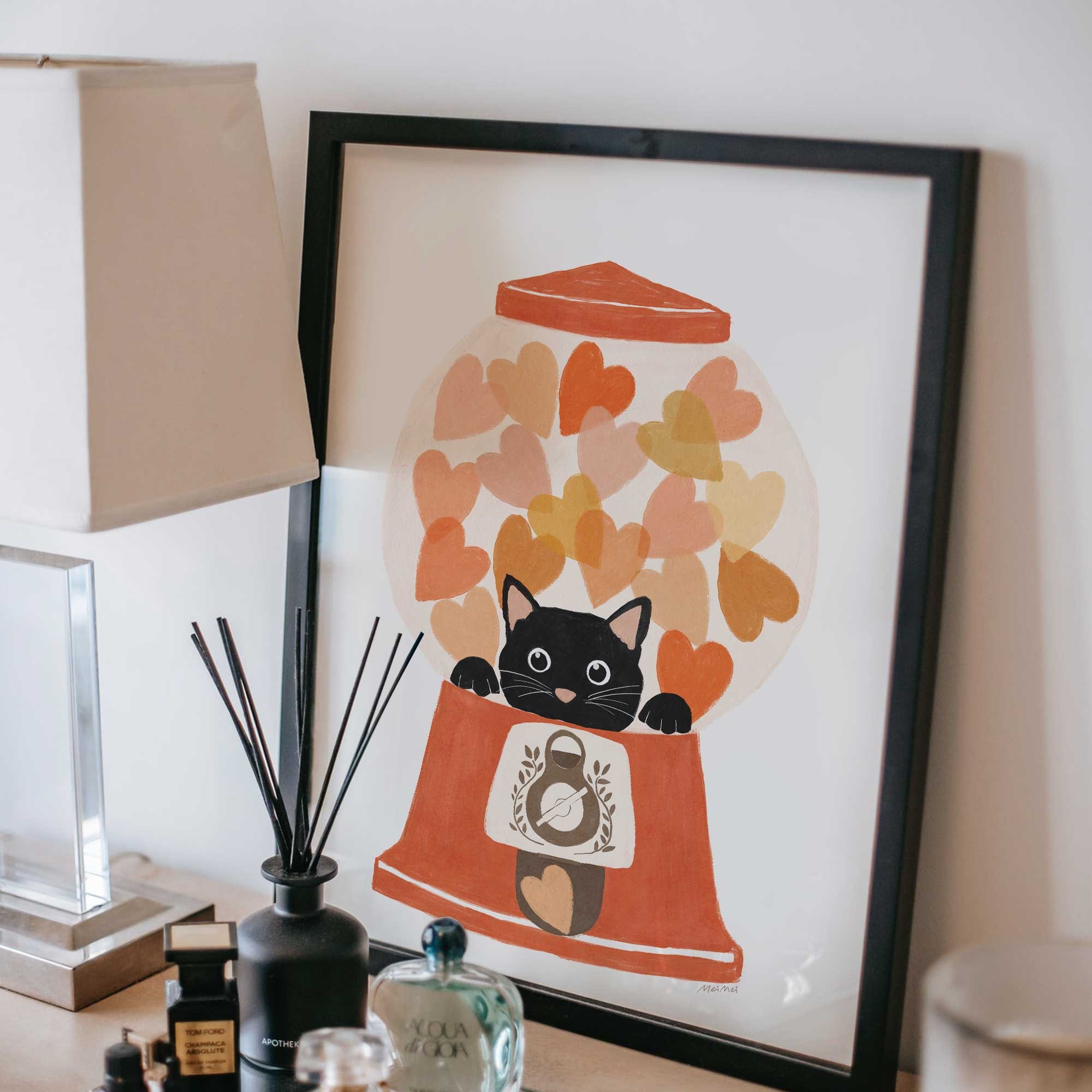 Cat in Candy Machine Print, Printable Wall Art, Black Cat Print, Cute ...