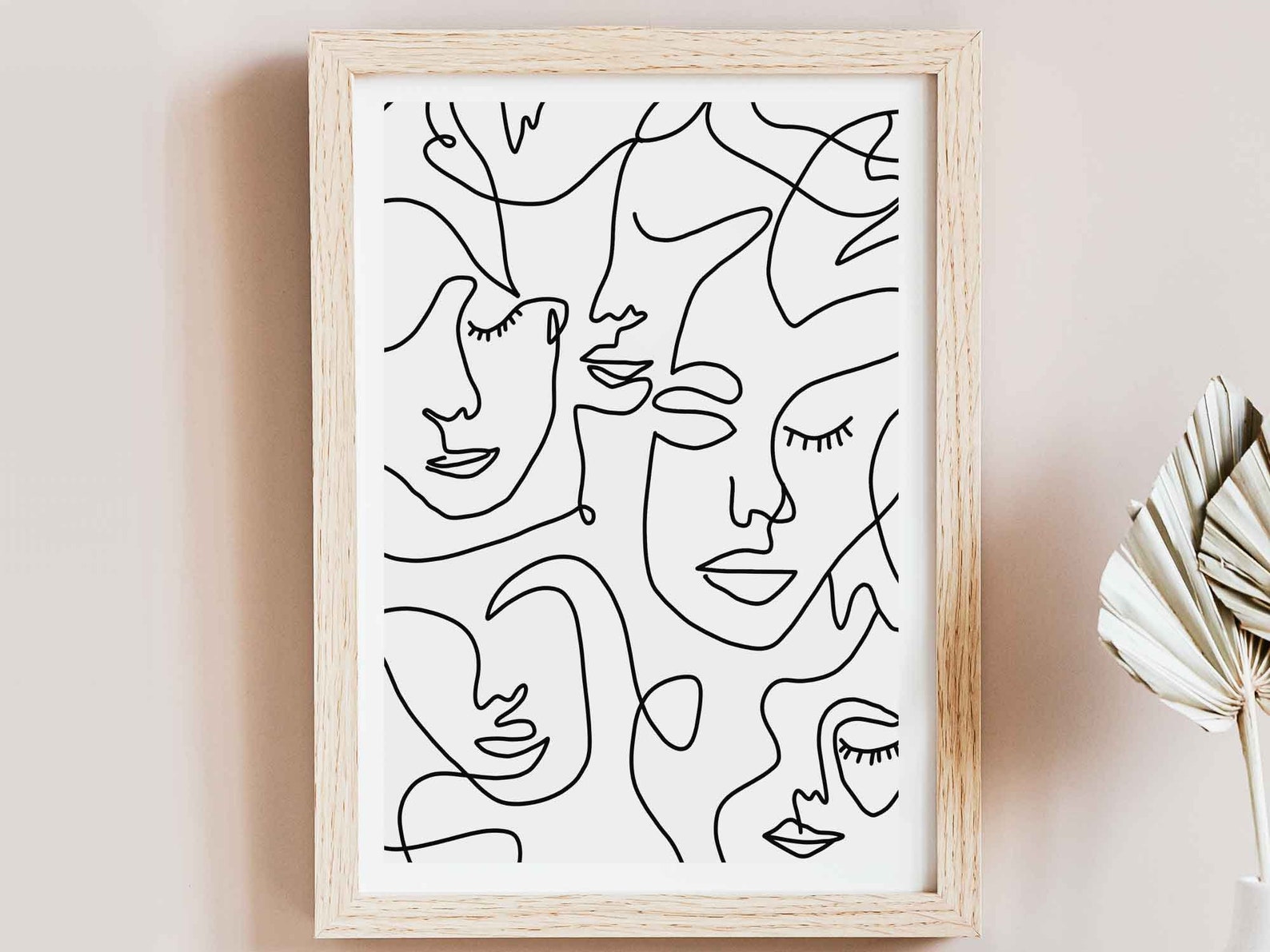 Face Art Line Drawing PRINTABLE Wall Decor, Abstract Face Line Drawing ...