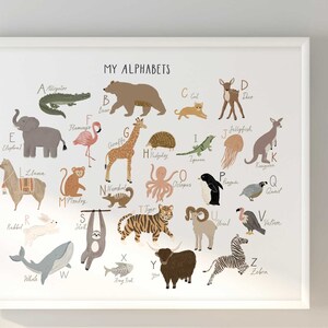Animals Alphabets Poster, Printable Wall Art, Rainbow Kids Room Decor ...
