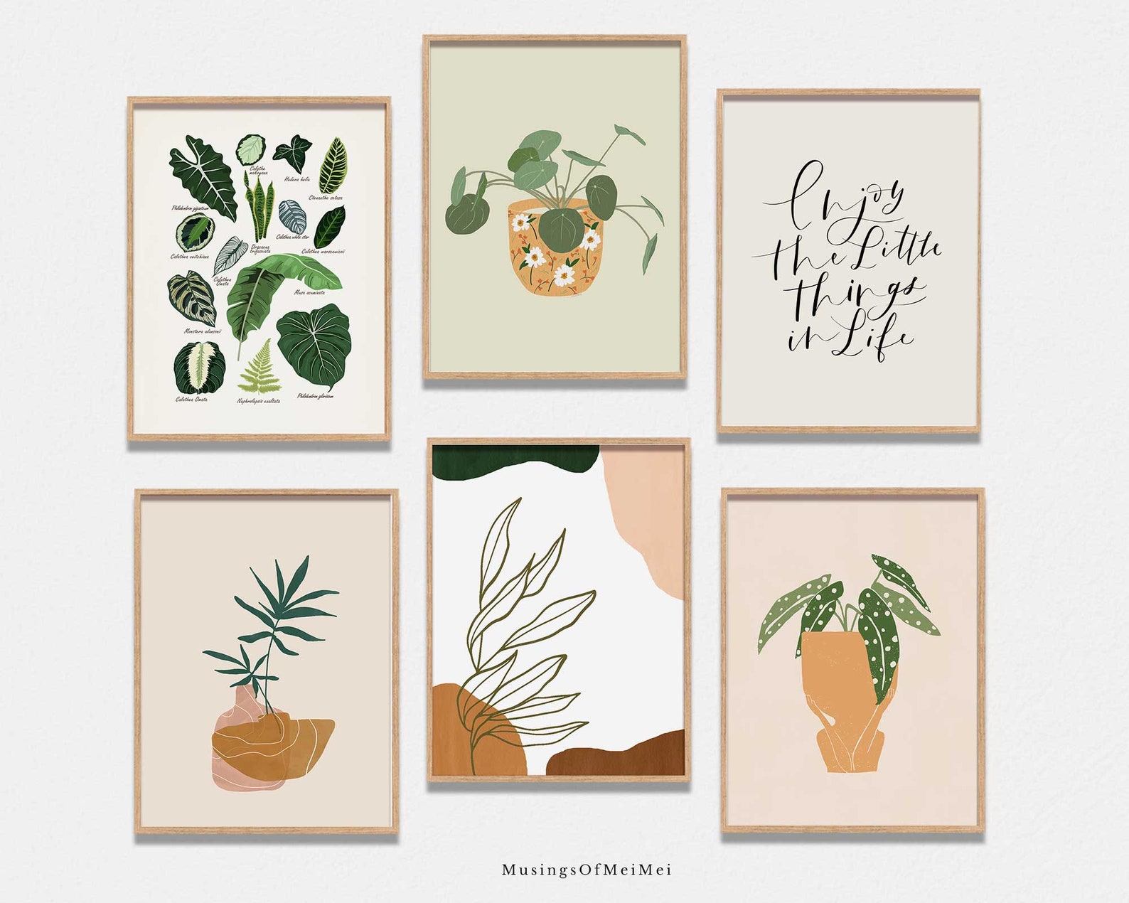 Boho Botanical Art Set, Set of 15 Prints, Boho Art Set, Botanical House ...