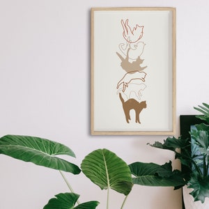 Cat Art, Falling Cat Postures Poster, Printable Cat Art, Cat Lover Gift ...