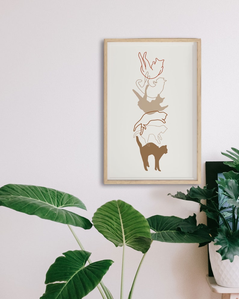 Cat Art Falling Cat Postures Poster Printable Cat Art Cat - Etsy