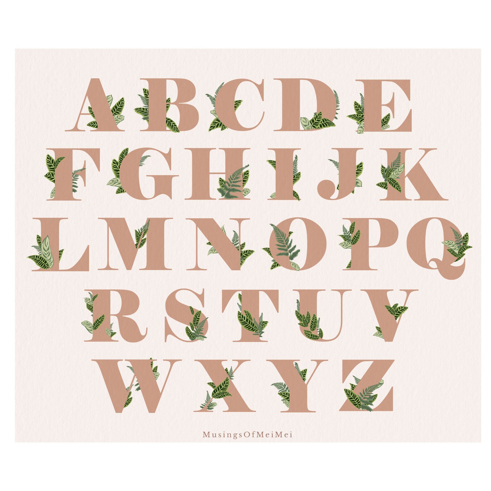 Alphabet Initial Art Print Custom Alphabet Print Botanical | Etsy