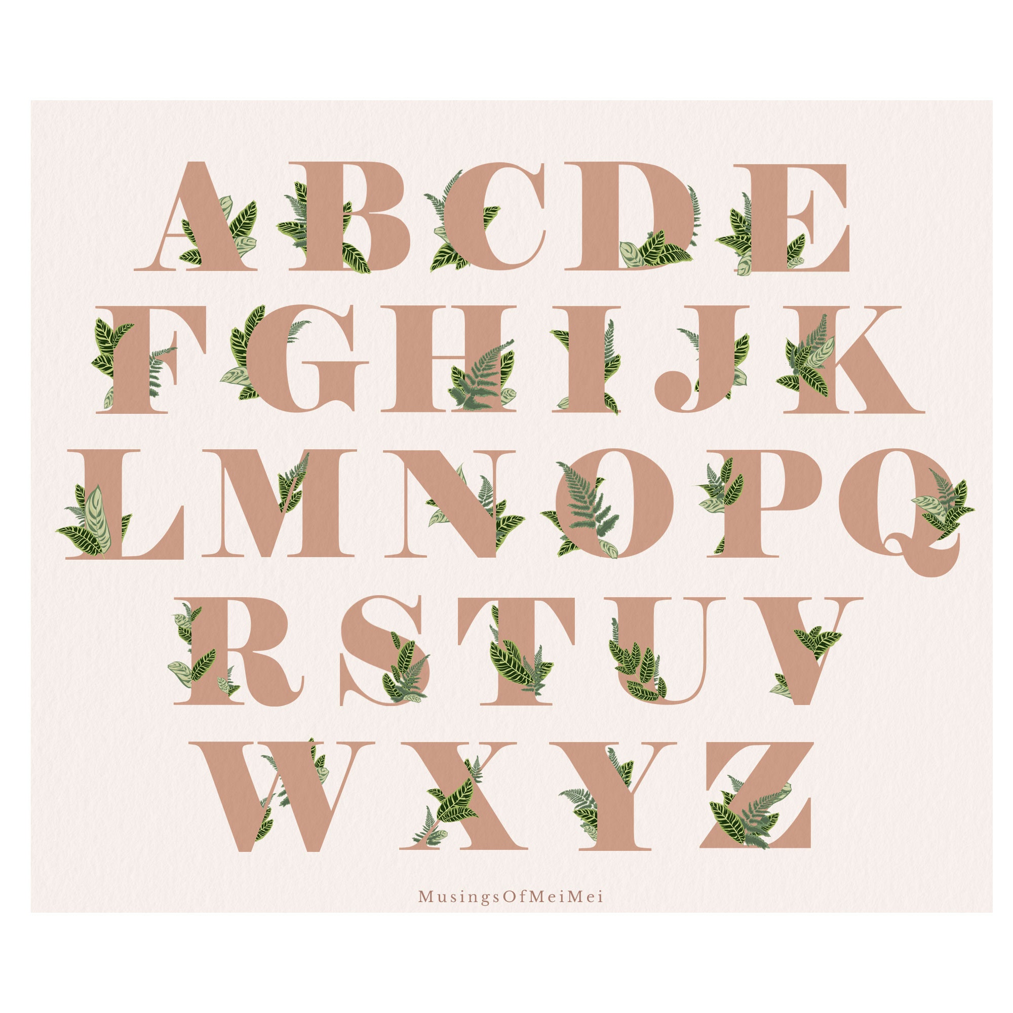Alphabet Initial Art Print Custom Alphabet Print Botanical | Etsy