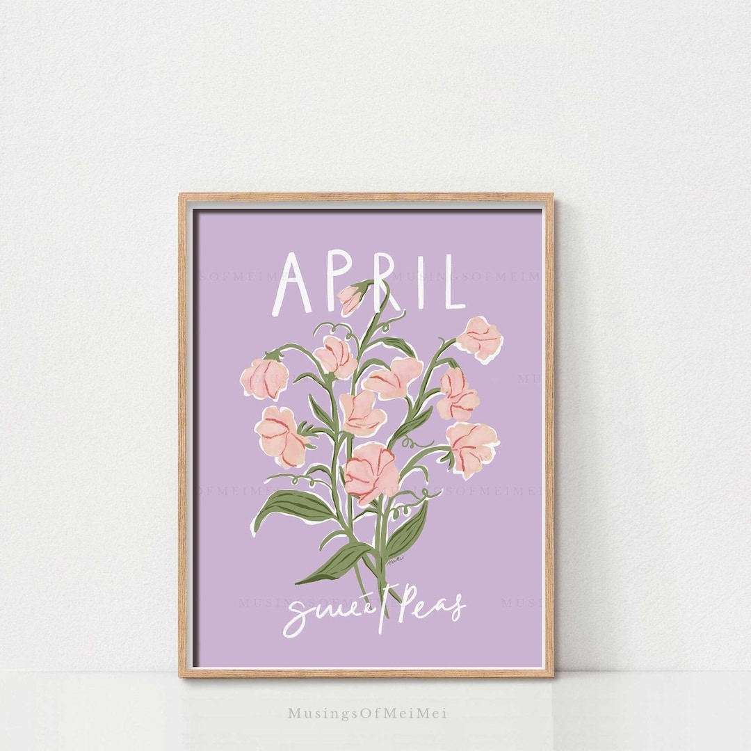April Birth Month Flower Print, Printable Wall Art, Birthday Gift ...