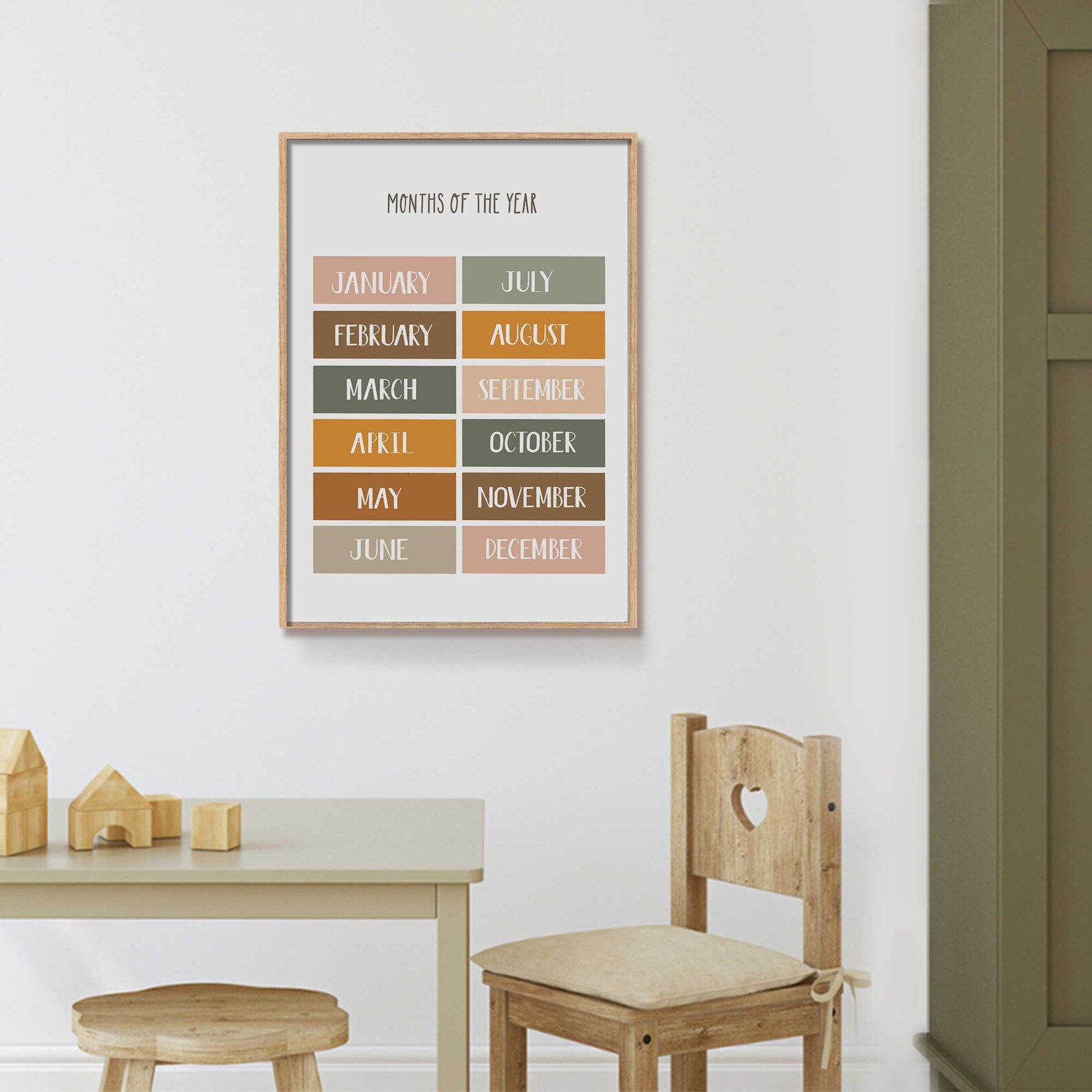 Months of the Year Educational Print, Boho Nursery Print, Printable ...