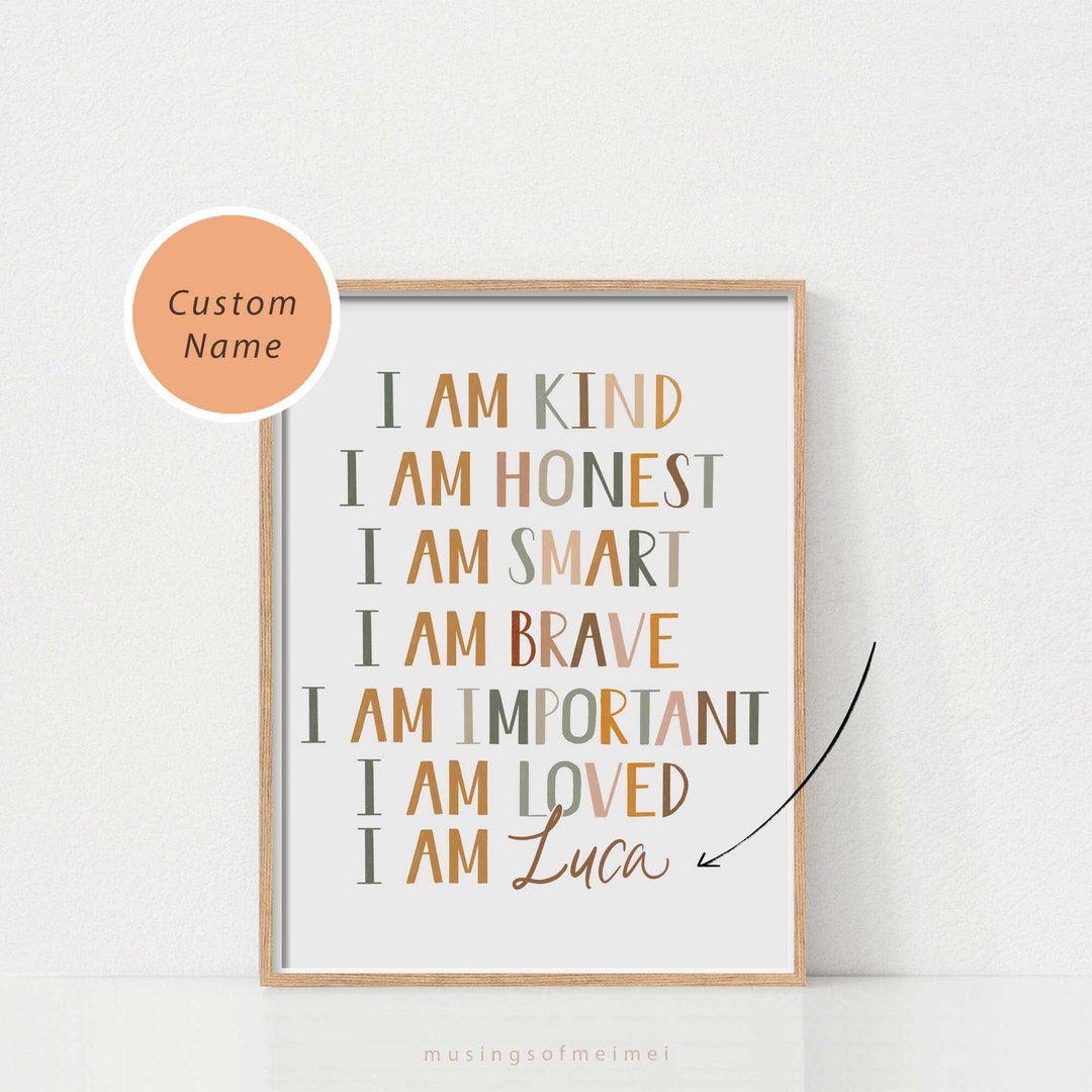 Affirmations for Kids, Custom Name Kids Art, Affirmations Printable ...