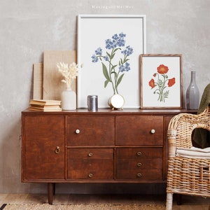 Spring Flower Prints, Set of 4, Printable Wall Art, Farmhouse Decor ...