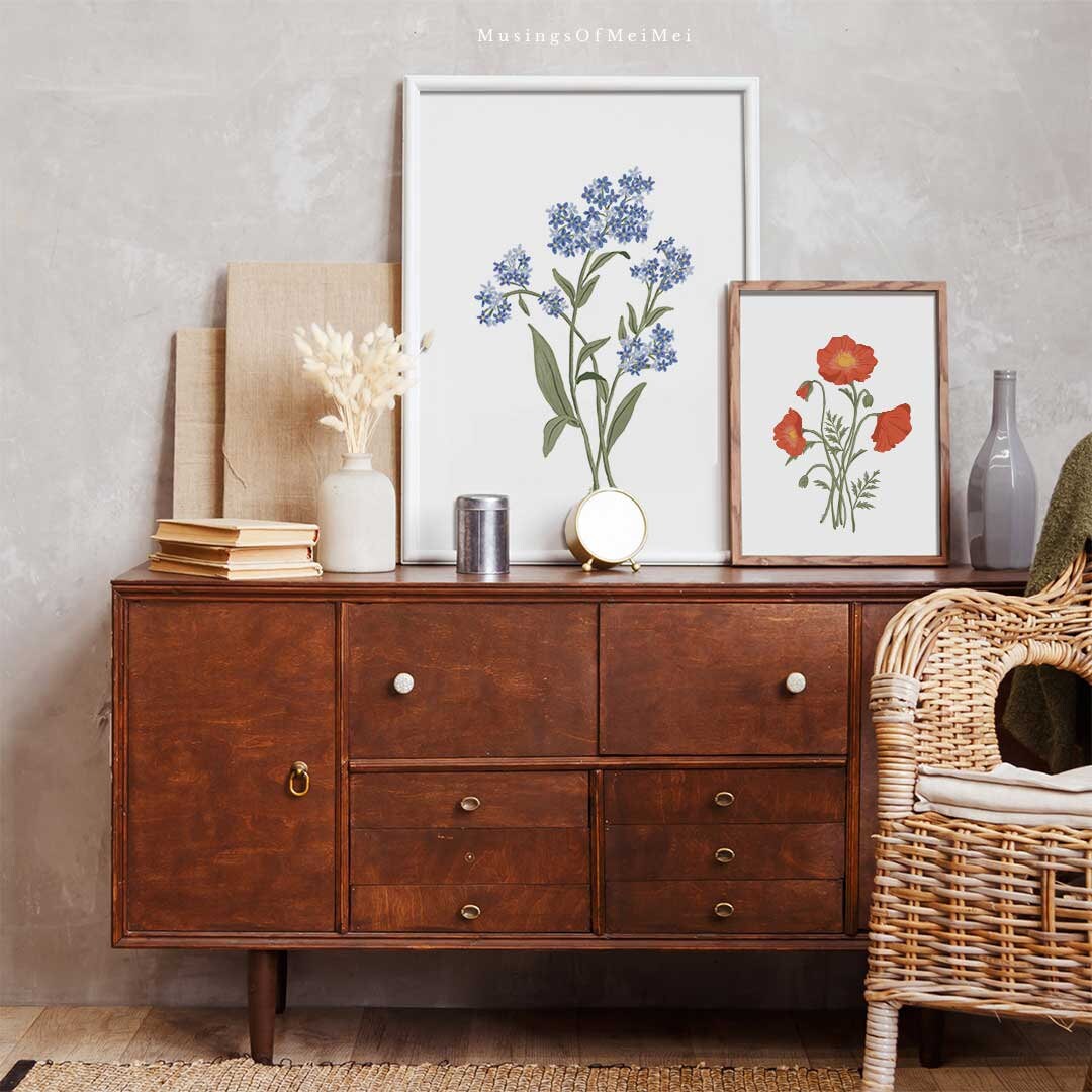 Spring Flower Prints, Set of 4, Printable Wall Art, Farmhouse Decor ...