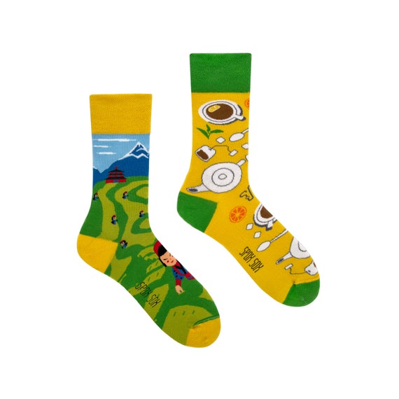 Tea Socks Asia Socks Cool Socks Mismatched Socks Crazy - Etsy