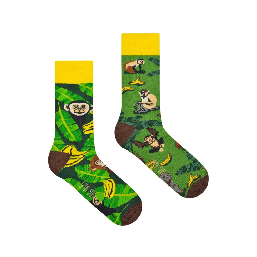 Monkey Socks Apes Socks Jungle Socks With Monkeys and Bananas ...
