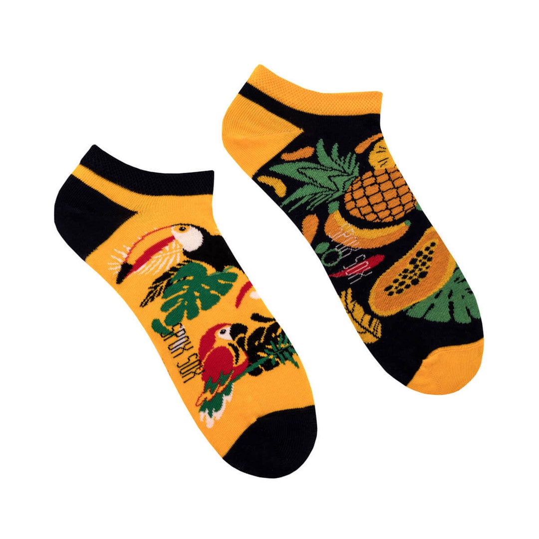 Tropical Low Socks Exotic Birds and Fruits Socks Toucan Socks Tropic ...