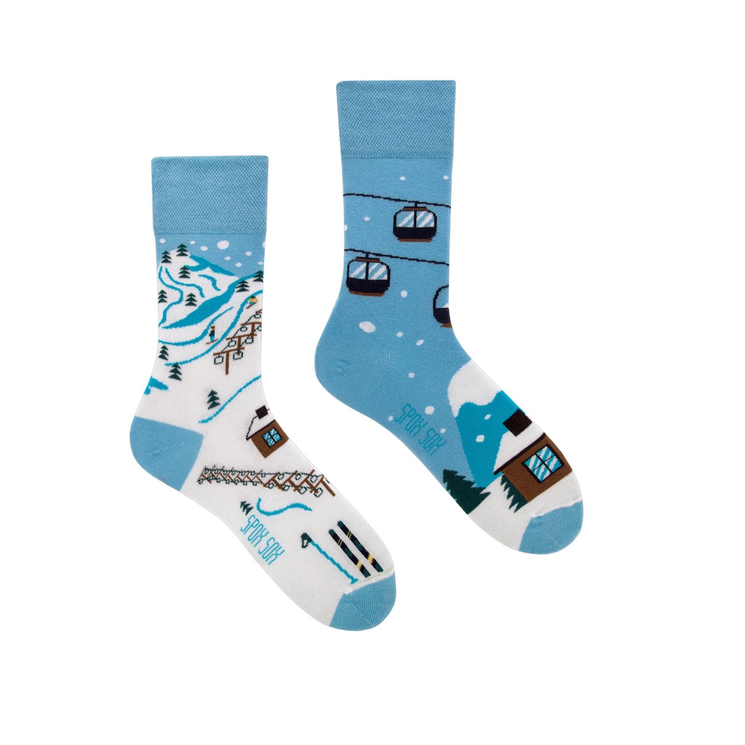 Skiing Socks Alpine Skiing Cool Socks Mismatched Socks Crazy Socks ...