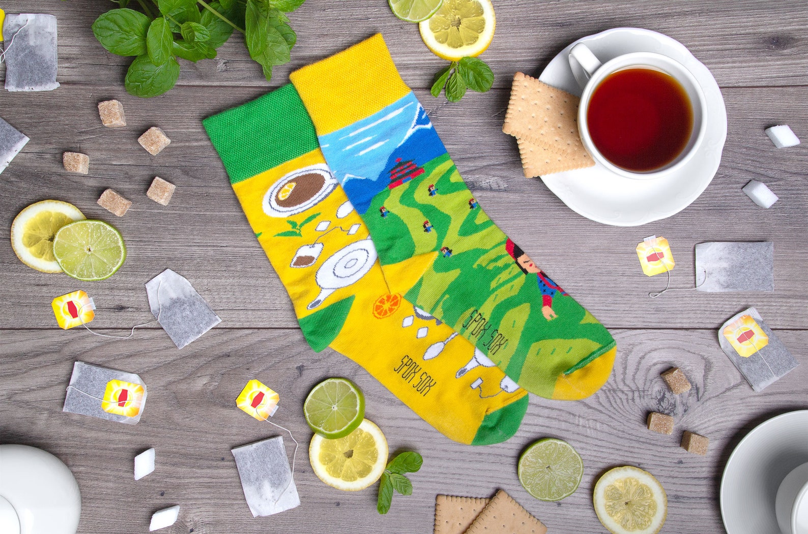 Tea socks Asia socks cool socks mismatched socks crazy | Etsy