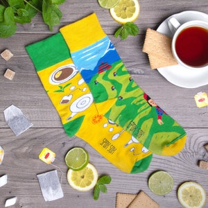 Tea Socks Asia Socks Cool Socks Mismatched Socks Crazy Socks Funny ...